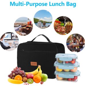 ZPP Unisex Lunch Box for Men and Women, Durable Soft Bag, Freezable, Reusable, Waterproof, 11.4"L x 7.8"W x 4"H, Black