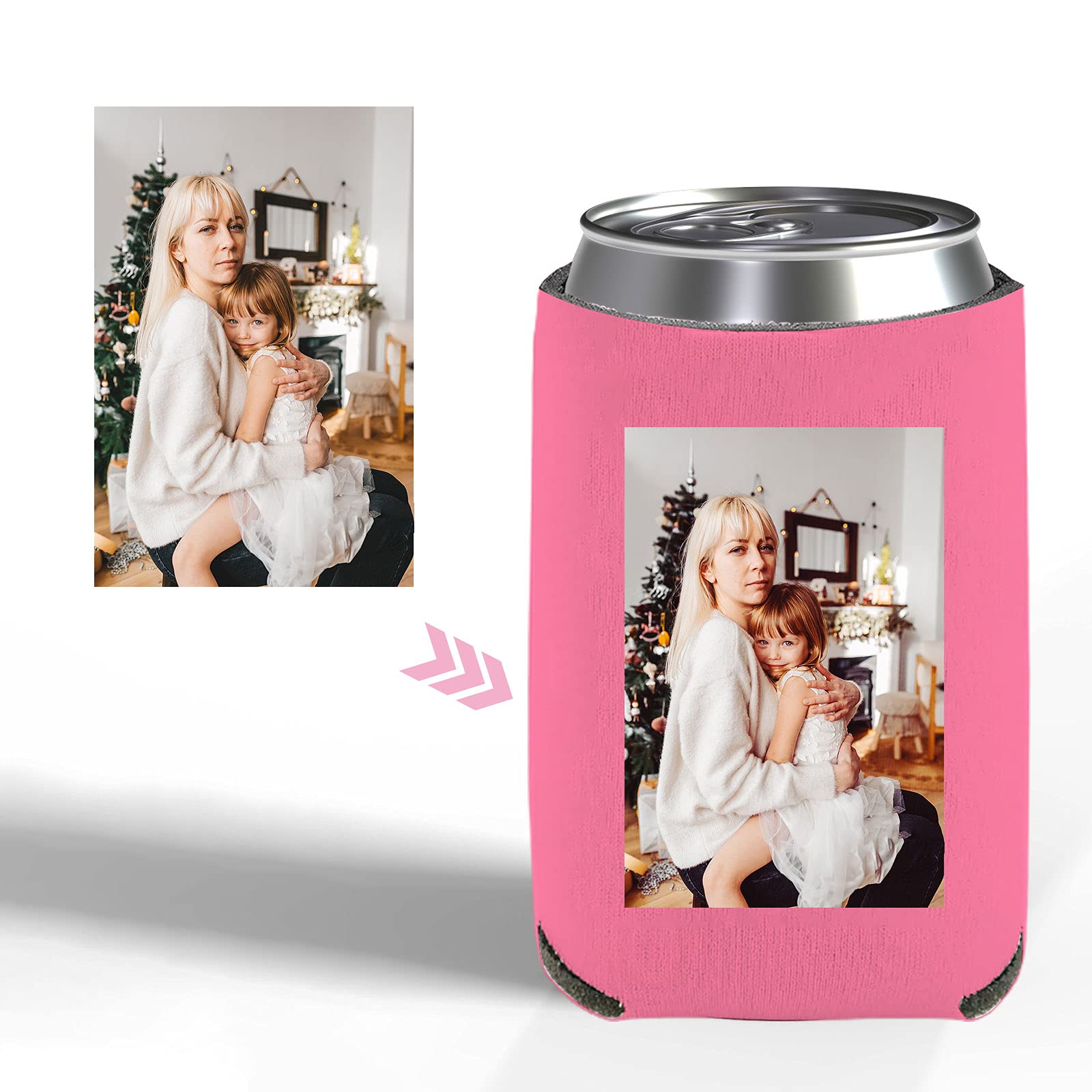 Personalized Can Sleeve Beer Coolers 20pcs Bulk, Custom Can Cooler With Photo Logo for Weddings Fishing Picnics