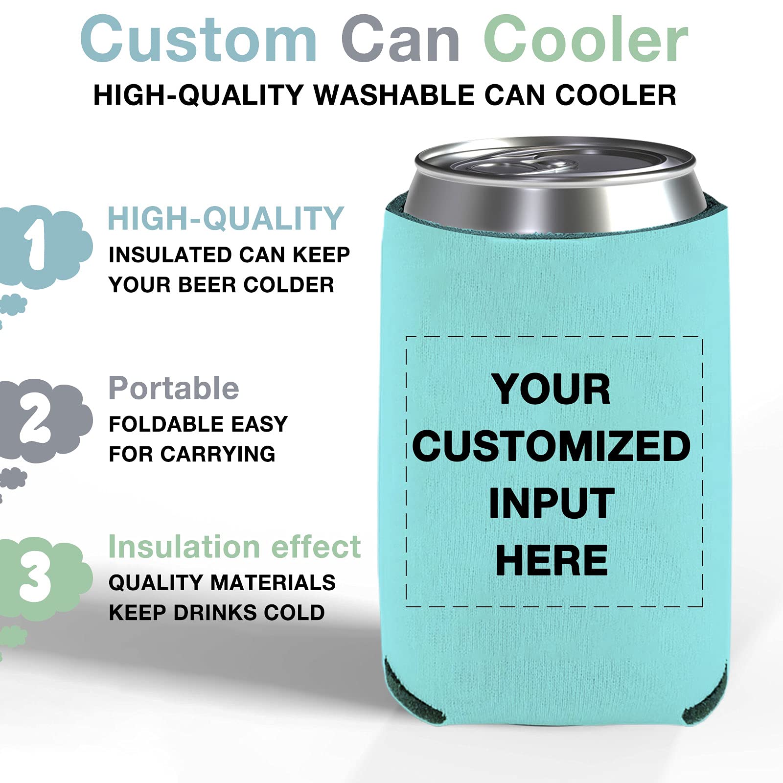 Personalized Can Sleeve Beer Coolers 20pcs Bulk, Custom Can Cooler With Photo Logo for Weddings Fishing Picnics