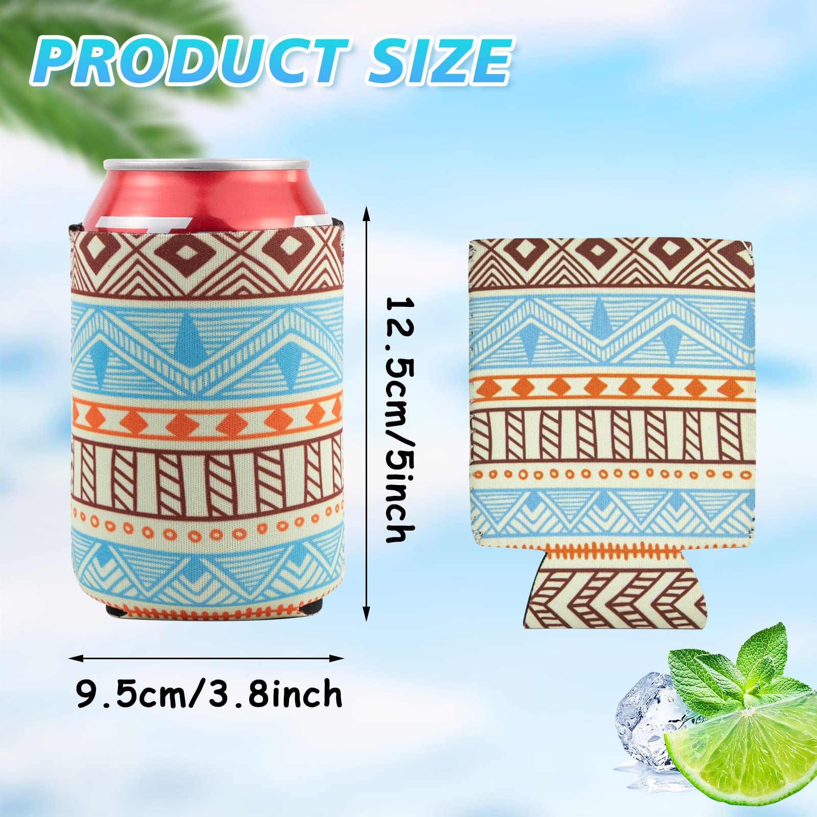 12 Pack Beer Can Coolers Sleeves Neoprene Drink Cooler Sleeves,for Standard 12 Ounce Cans Beer Coolers for Parties, Events or Gift (Bohemian style)