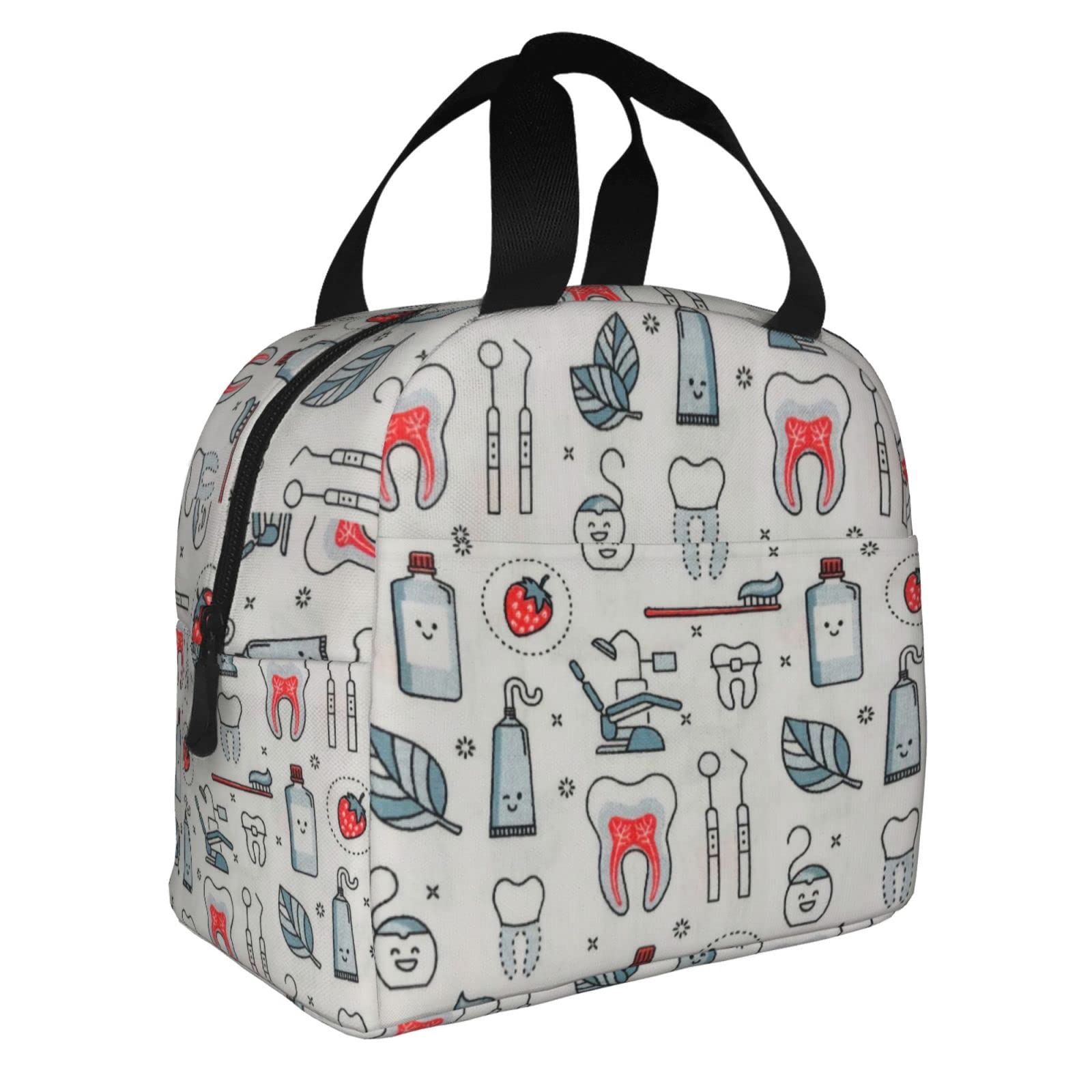 SXIKON Dentist Lunch Bag Dental Hygienist Lunch Box for Women & Men Insulated Picnic Pouch Thermal Cooler Cute Tote Bag for Work Camping Travel, One Size