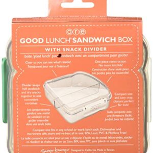 SugarBooger Good Lunch Sandwich Box, Cactus, 1 Count (Pack of 1)