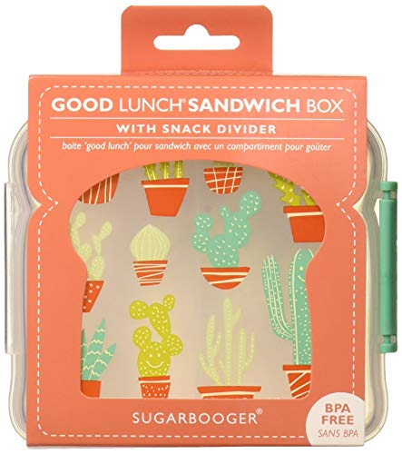 SugarBooger Good Lunch Sandwich Box, Cactus, 1 Count (Pack of 1)