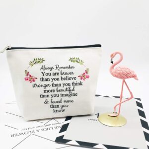 Inspirational Gifts for Women Birthday Friendship Gifts You are Braver Stronger Beautiful Loved Makeup Bag Personalized Gifts Thank You Gifts for Teacher Nurse Coworker Going Away Gifts for Christmas