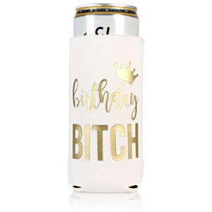 bachelorette slim can coolers (birthday bitch, 1)