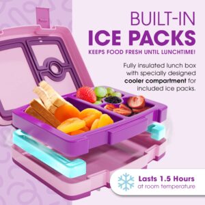 LUNCHART Lunch Box for Kids - Insulated Bento Lunch Box with Art Inserts and Cooler Compartment for Ice Packs - Dishwasher Safe, Removable Tray - Mess-Free Lunch Containers for Kids