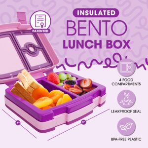 LUNCHART Lunch Box for Kids - Insulated Bento Lunch Box with Art Inserts and Cooler Compartment for Ice Packs - Dishwasher Safe, Removable Tray - Mess-Free Lunch Containers for Kids