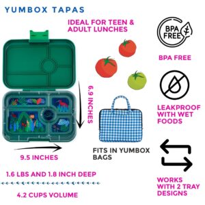 Yumbox Tapas 4.2 Cups Bento Lunch Box: Leakproof 4-Compartment Design - Perfect for Healthy and Portion Perfect Meals for Adults & Bigger Kids (Greenwich Green)