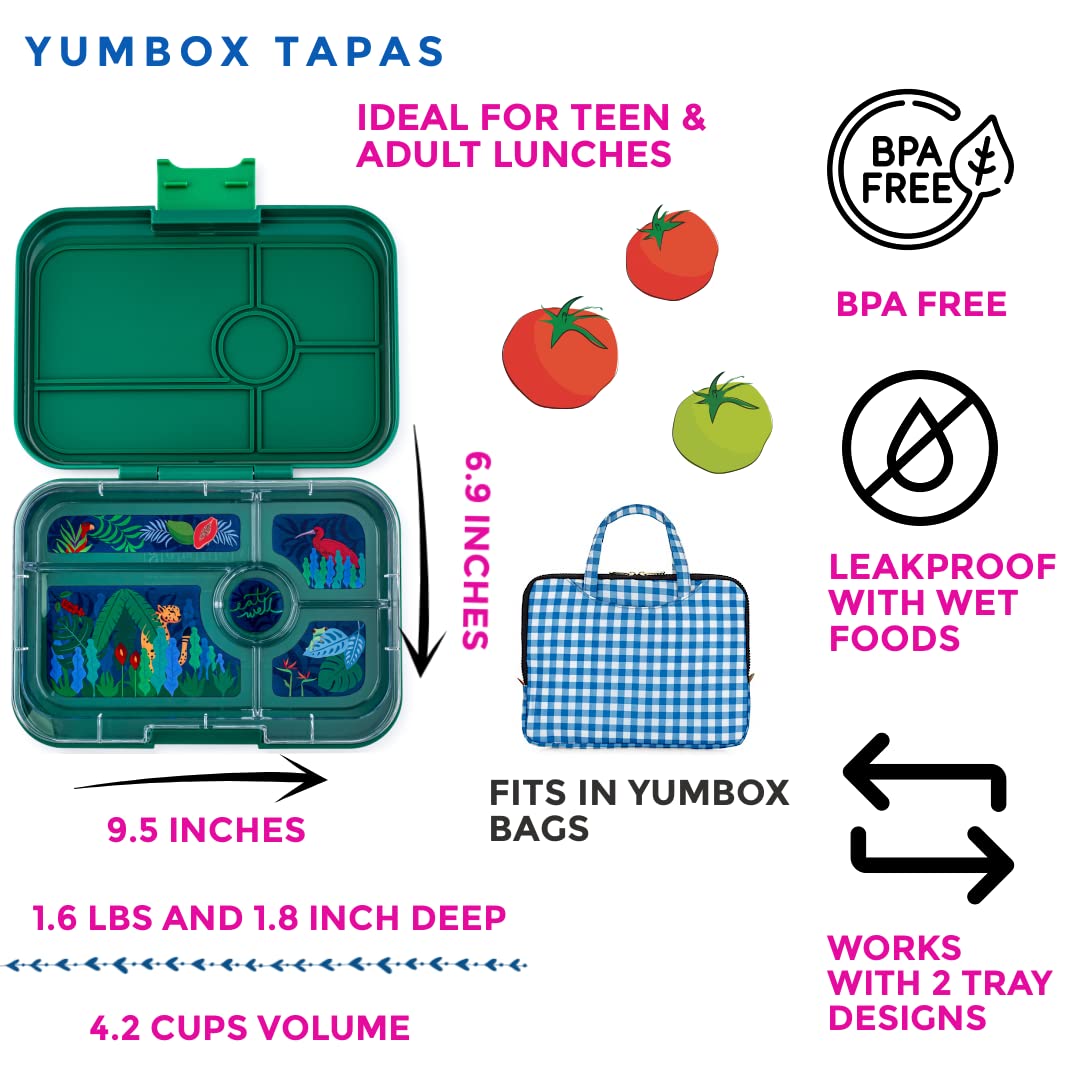 Yumbox Tapas 4.2 Cups Bento Lunch Box: Leakproof 4-Compartment Design - Perfect for Healthy and Portion Perfect Meals for Adults & Bigger Kids (Greenwich Green)