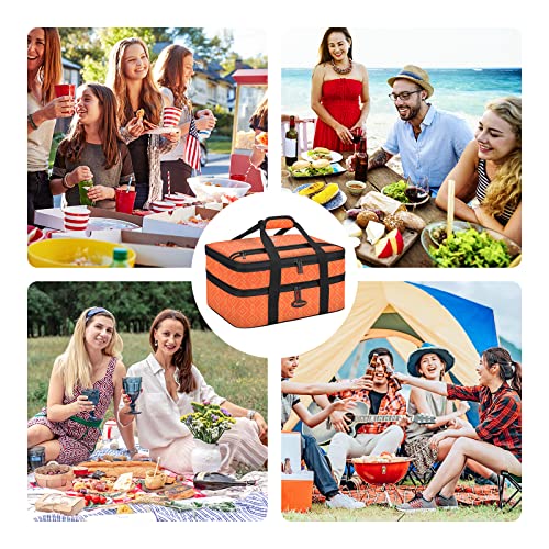 Maelstrom Insulated Casserole Carrier For Hot or Cold Food,Expandable Lasagna Lugger Tote,Collapsible Leakproof Large Food Buds,Portable Tote For Party,Picnic,Camping,Vibrant Orange