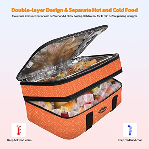 Maelstrom Insulated Casserole Carrier For Hot or Cold Food,Expandable Lasagna Lugger Tote,Collapsible Leakproof Large Food Buds,Portable Tote For Party,Picnic,Camping,Vibrant Orange