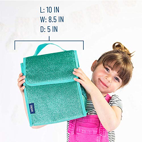 Wildkin 15 Inch Kids Backpack Bundle with Lunch Bag (Blue Glitter)