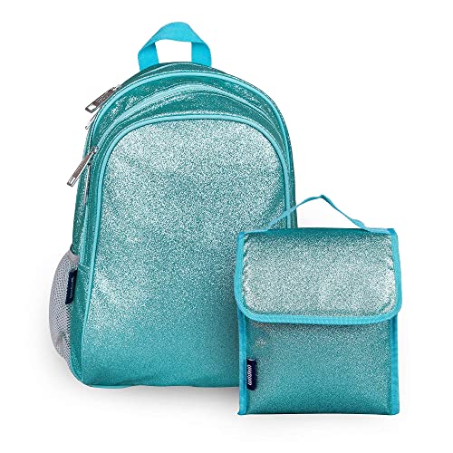 Wildkin 15 Inch Kids Backpack Bundle with Lunch Bag (Blue Glitter)