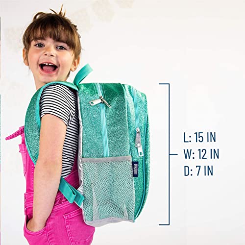 Wildkin 15 Inch Kids Backpack Bundle with Lunch Bag (Blue Glitter)