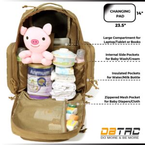 DBTAC Military Style Diaper Bag (Tan) + Tactical Lunch Bag (Tan), Durable Material with Large capacity, Multi-functional Design