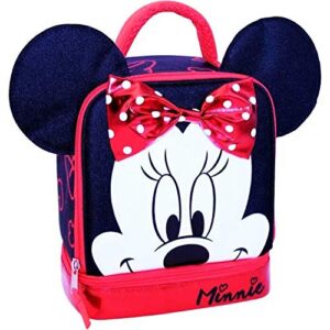 disney minnie mouse dual compartment w/ears & bow insulated lunch tote red / one size