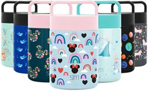 simple modern food jar thermos for hot food | reusable stainless steel vacuum insulated leak proof lunch storage for smoothie bowl, soup, oatmeal | provision collection | 12oz | minnie mouse rainbows