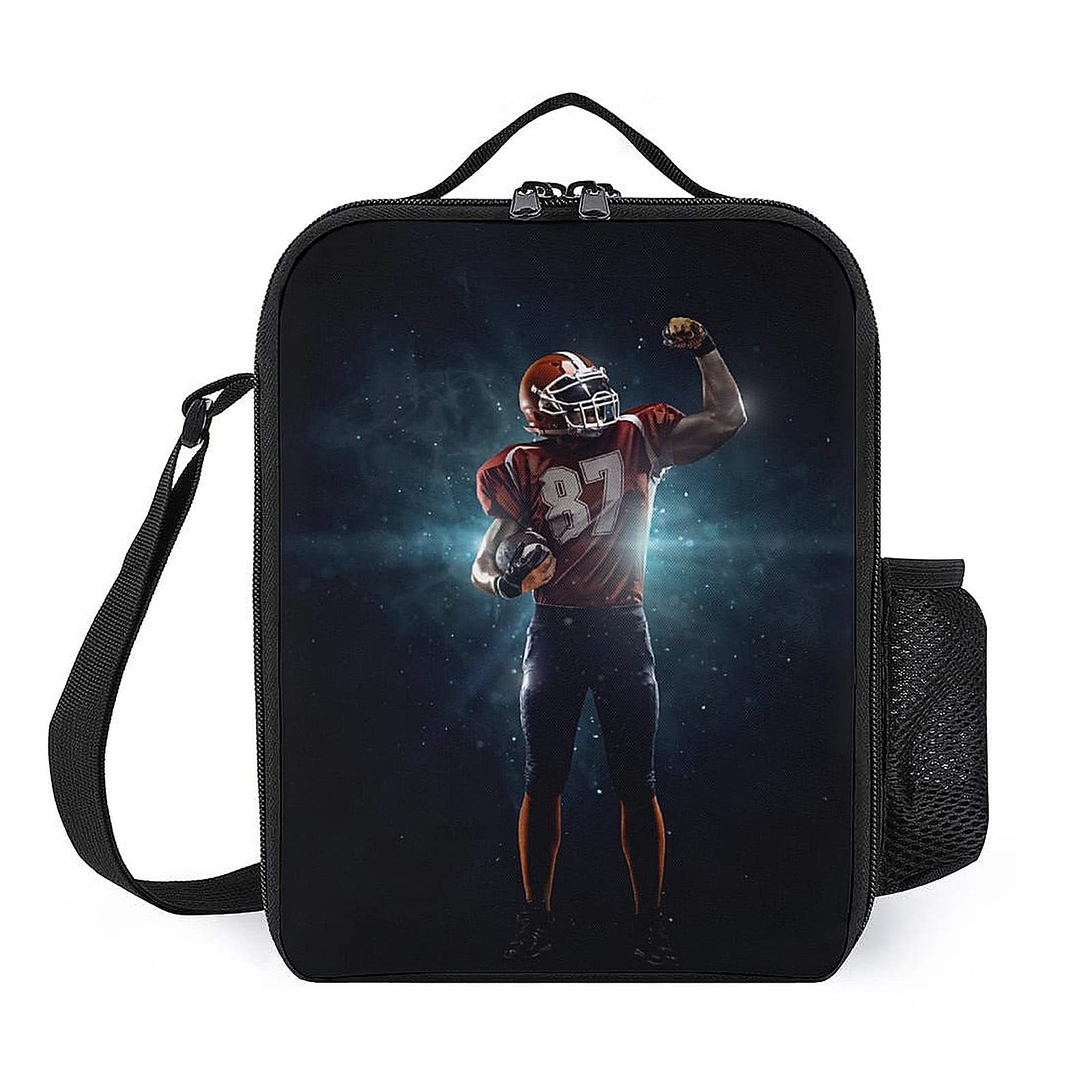 ZHXR Insulated Durable Lunch Box with Shoulder Strap, Kids/Adult Fire And Water Soccer School Lunch Bag, Lunch Tote Box Bag for Office/School/Picnic/Beach