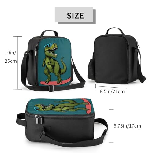 PrelerDIY Surfing Dinosaur Lunch Box Insulated Meal Bag Lunch Bag Food Container for Boys Girls School Travel Picnic