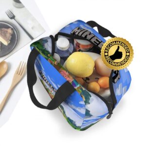 ZDINHNFO Game Lunch Box with Front Pocket, Lunch Bag Tote, Thermal Insulation and Cold Preservation Meal Tote