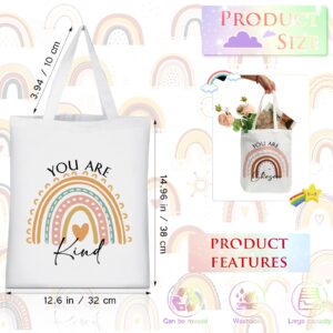 Sieral 10 Pcs Inspirational Canvas Tote Bags Bulk Teacher Tote Bags Employee Coworker Teacher Appreciation Gifts Nurse Rainbow Tote Bags with Zipper Thank You Gifts Christmas Gifts for Teacher Women