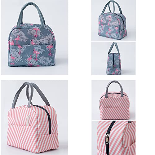 INVODA 4PCS Lunch Bag 4PCS Reusable Portable Lunch Bag Insulated Picnic Bag Cooler and Thermal Lunch Organizer for Work Picnic (4 Patterns)