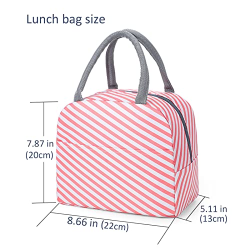 INVODA 4PCS Lunch Bag 4PCS Reusable Portable Lunch Bag Insulated Picnic Bag Cooler and Thermal Lunch Organizer for Work Picnic (4 Patterns)