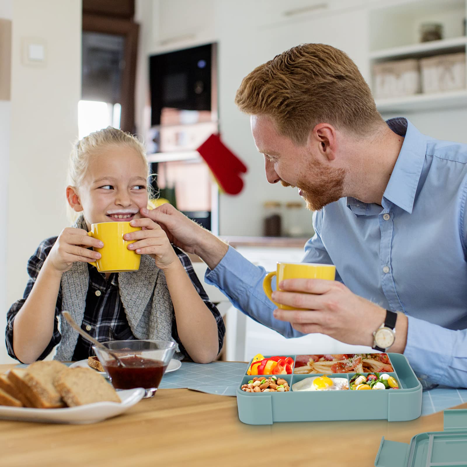 Vensp Bento Box,Lunch Box Kids, Bento Box Adult Lunch Box,Lunch Box Containers for Kids/Adults/Toddler, 1330ml-6 Compartments&Utensiles, Leak Proof,Microwave/Dishwasher/Refrigerator Safe(Blue)