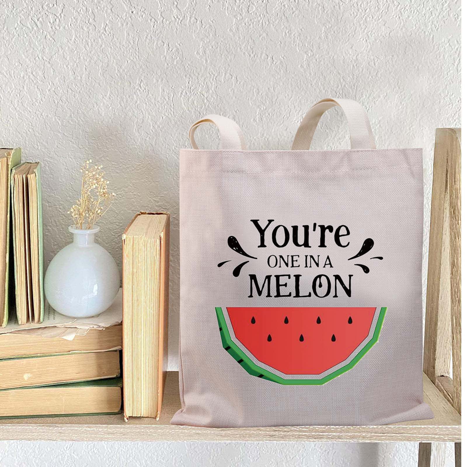 BDPWSS Watermelon Party Tote Bag You're One In a Melon Gift Food Pun Reusable Grocery Bag (One in melon TG 2)