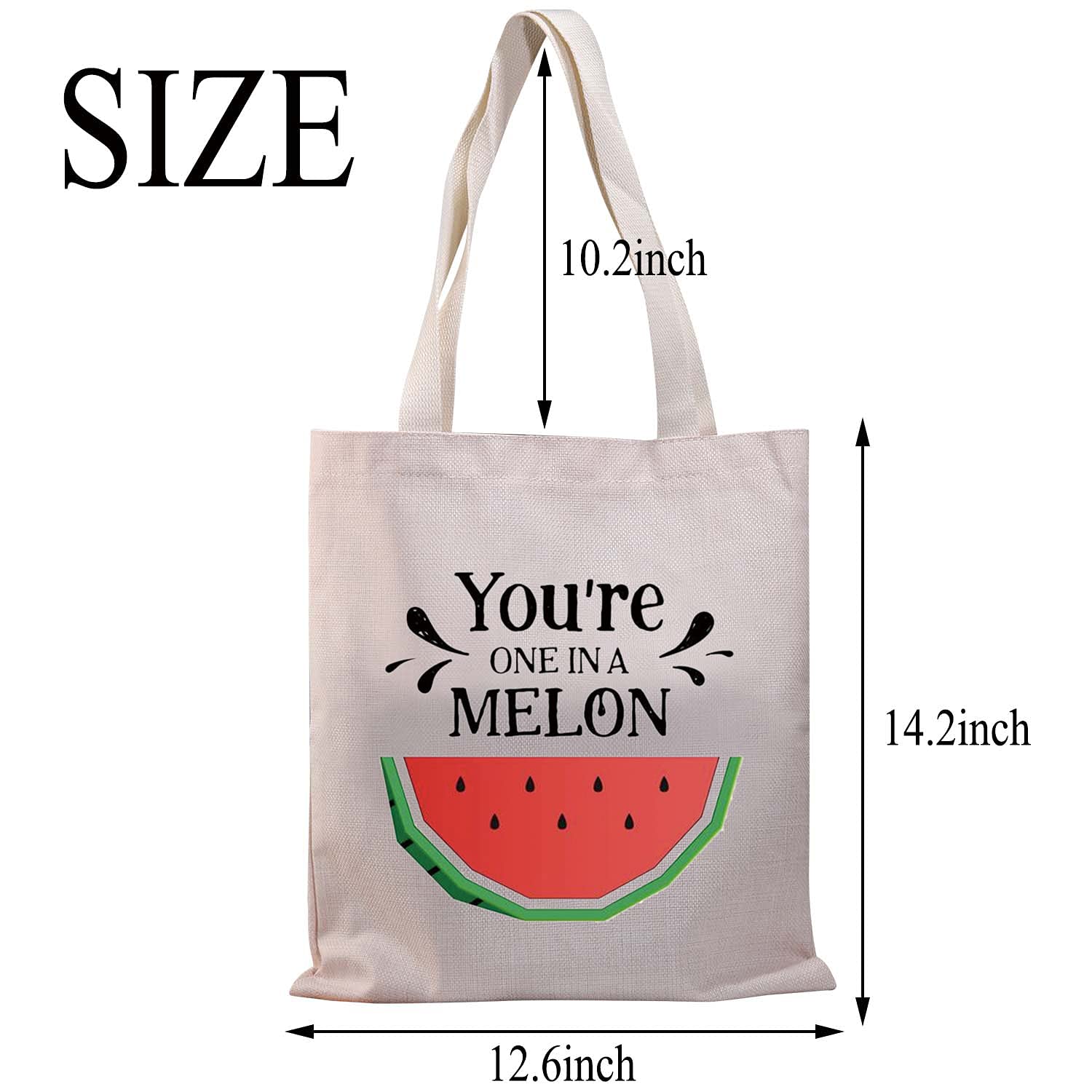 BDPWSS Watermelon Party Tote Bag You're One In a Melon Gift Food Pun Reusable Grocery Bag (One in melon TG 2)