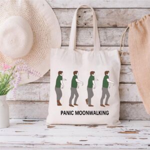 TOBGB New Girl TV Show Inspired Gift Nick Miller Novelty Makeup Bag New Girl TV Show Fans Gift New Girl Merchandise Panic Moonwalk Tote Bag (Panic Moonwalk tote)