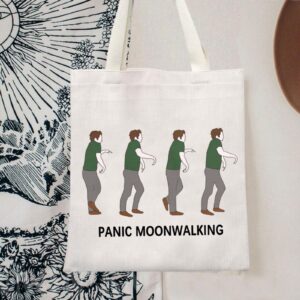 TOBGB New Girl TV Show Inspired Gift Nick Miller Novelty Makeup Bag New Girl TV Show Fans Gift New Girl Merchandise Panic Moonwalk Tote Bag (Panic Moonwalk tote)