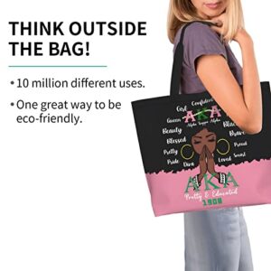 Eqmovwsy Sorority Tote Bag Gifts for Women, Reusable Travel Bag Kitchen Grocery Bags, Foldable Shopping Tote for Women Girls (nv)