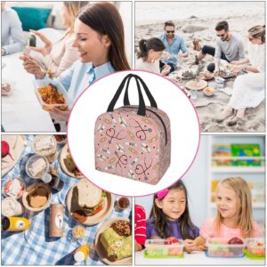 antcreptson Nurse Print Pink Lunch Bag Tote Bag Lunch Bag for Women Lunch Box Insulated Lunch Container