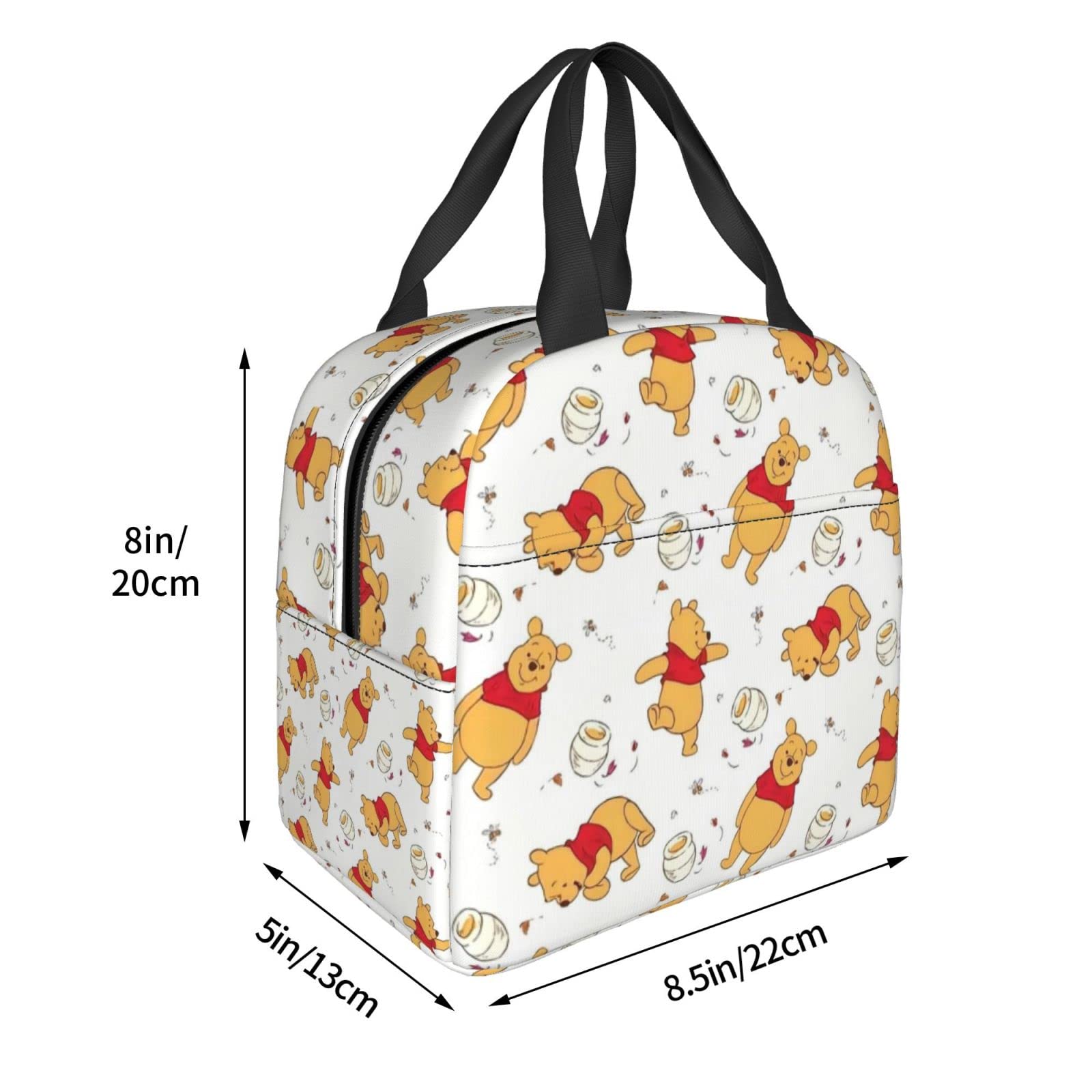 Proborn Cartoon Bear Lunch Box Tote Bag Insulated Portable Lunch Bag Suitable for Women Men Office Travel (Yellow)