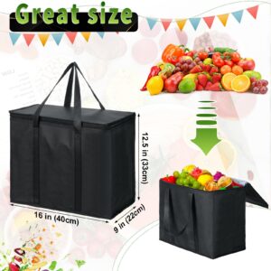 Kenning 15 Pcs Large Insulated Reusable Grocery Bags with Sturdy Zipper and Handles Foldable Washable Cooler Totes Heavy Duty Hot or Cold Food Delivery Bags for Food Transport Travel Picnic Camping