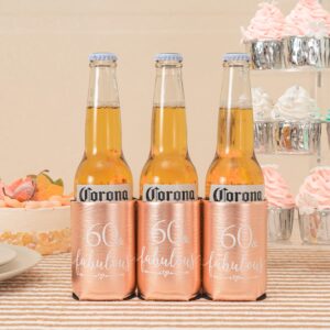 Crisky 60th Birthday Can Cooler for Women 60th Birthday Decorations Rose Gold 60 Fabulous Can Berverage Beer Sleeve Party Favor, Insulated Can Coolies 60th Birthday Gift Idea for Her 12 Pack