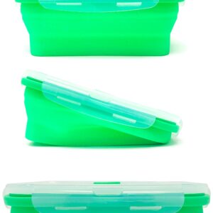 2 Set of 4 Collapsible Silicone Food Storage Container, Leftover Meal box For Kitchen, Bento Lunch Boxes, BPA Free, Microwave, Dishwasher and Freezer Safe. Foldable Design Saves Your Space.