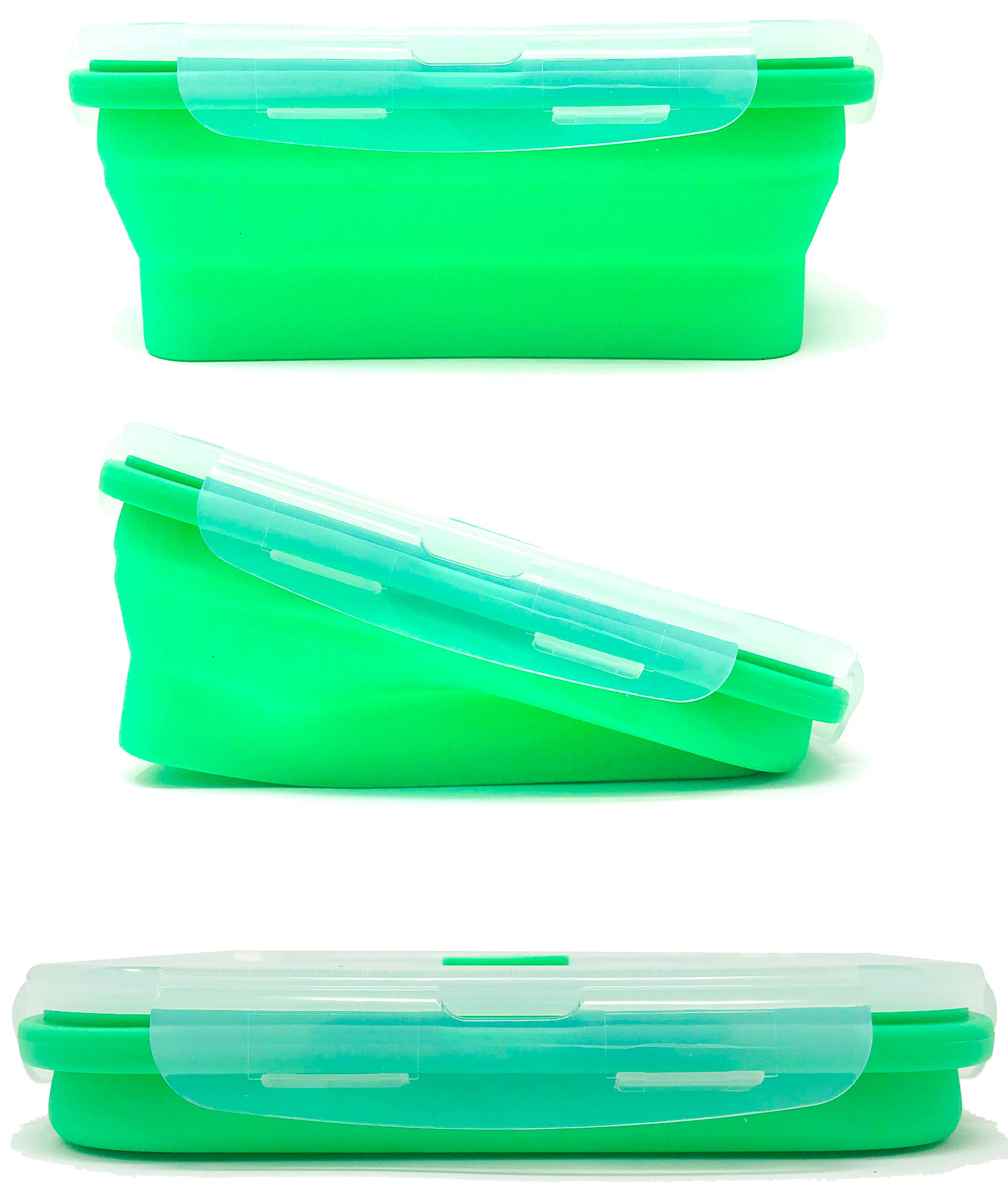 2 Set of 4 Collapsible Silicone Food Storage Container, Leftover Meal box For Kitchen, Bento Lunch Boxes, BPA Free, Microwave, Dishwasher and Freezer Safe. Foldable Design Saves Your Space.