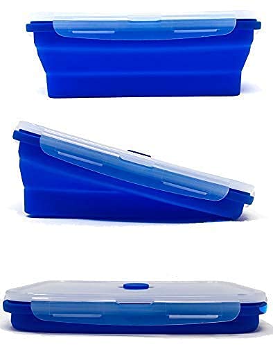 2 Set of 4 Collapsible Silicone Food Storage Container, Leftover Meal box For Kitchen, Bento Lunch Boxes, BPA Free, Microwave, Dishwasher and Freezer Safe. Foldable Design Saves Your Space.