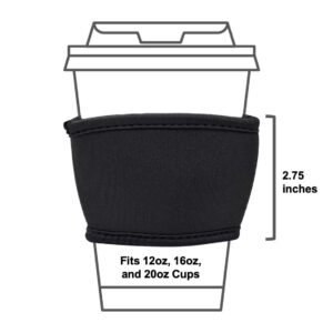 TahoeBay Coffee Cup Sleeves - 12, 16, and 20 oz Starbucks Compatible Reusable Neoprene Insulator (Black, 4)