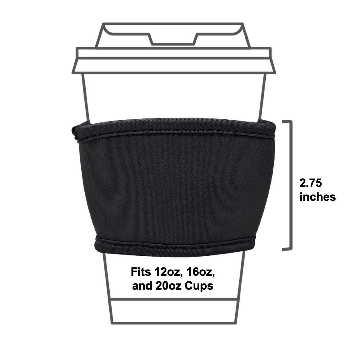 TahoeBay Coffee Cup Sleeves - 12, 16, and 20 oz Starbucks Compatible Reusable Neoprene Insulator (Black, 4)