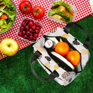 Lunch Bag, Cute Kids Reusable Cooler Lunch Tote Bag Insulated Leakproof Lunch Box Container with Front Pocket for Girls Boys School Work Picnic (Whte Pineapple)