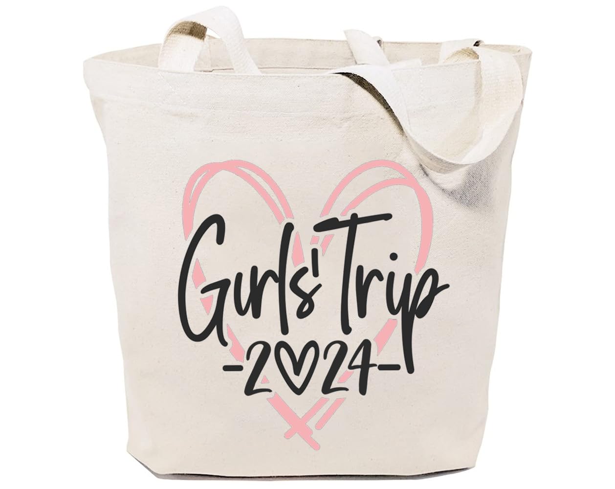 GXVUIS Canvas Tote Bag for Women Aesthetic Girls Trip Love 2024 Reusable Shoulder Bags for Shopping Beach Gift for Friend White