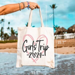 GXVUIS Canvas Tote Bag for Women Aesthetic Girls Trip Love 2024 Reusable Shoulder Bags for Shopping Beach Gift for Friend White