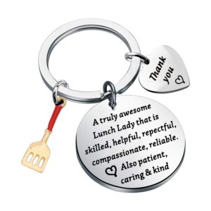 lunch lady keychain school lunch lady gifts cafeteria worker keychain thank you gift for restaurant server canteen operators (truly awesome lunch lady)