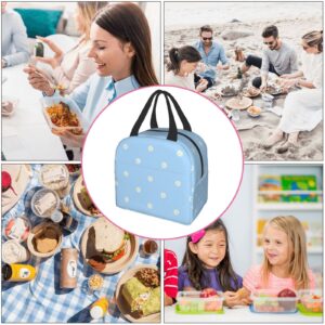 Ucsaxue Insulated Lunch Bag Women Men, Reusable Tote Lunch Box, Leakproof Cooler Lunch Bags for Work Office Travel Picnic, Cute Daisy Flower Light Blue