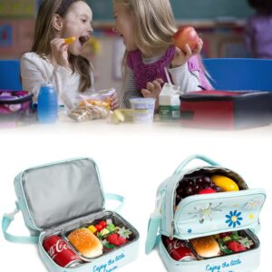 MOHCO Kids Lunch Bag Insulated Bento Cooler Bag Two compartments Cooler for Boys and Girls with Adjustable Strap Travel Lunch Tote