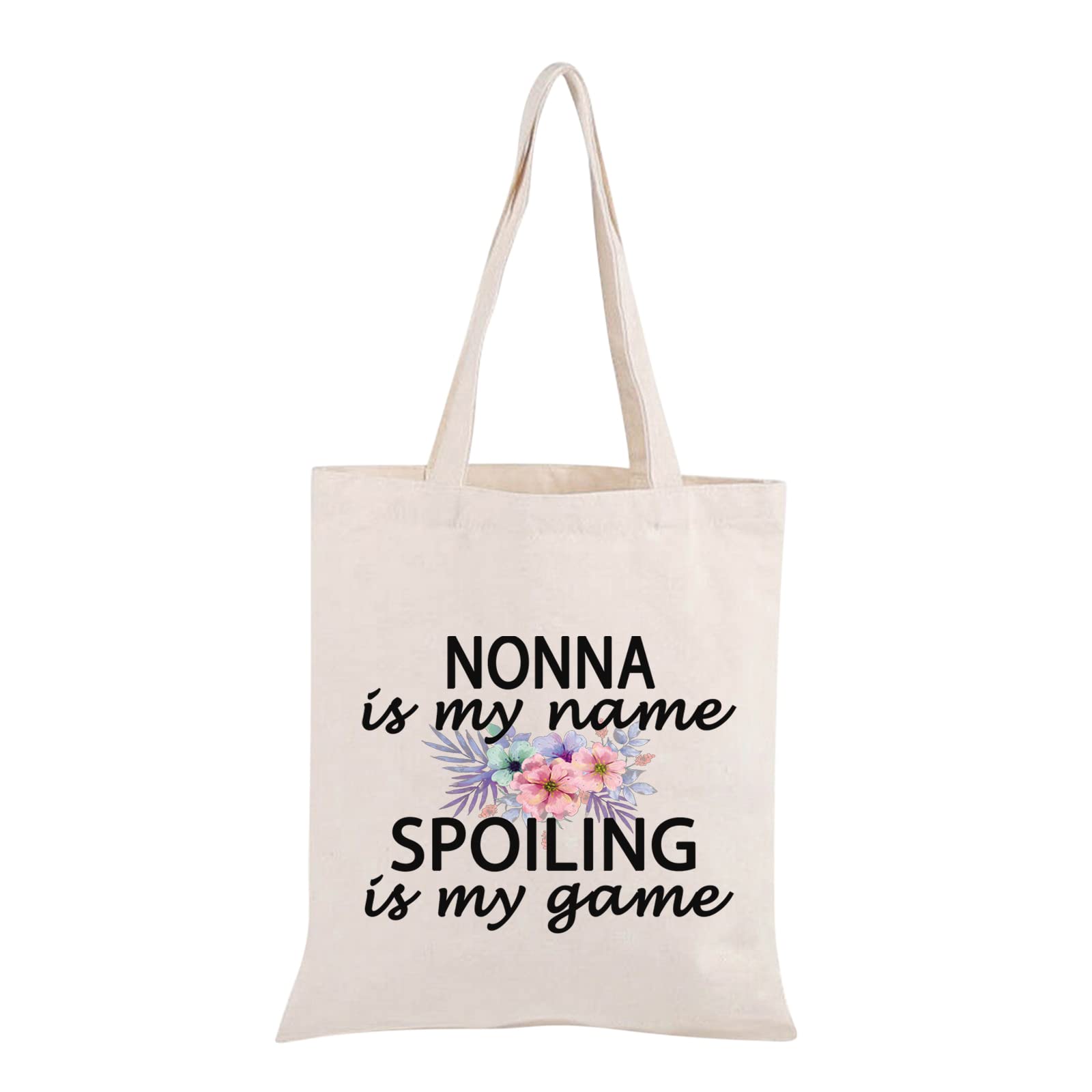 PWHAOO Grandma Nonna Gift Nonna Is My Name Spoiling Is My Game Tote Bag Canvas Best Nonna Ever Shopping Bag (spoiling Nonna Tote)