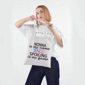 PWHAOO Grandma Nonna Gift Nonna Is My Name Spoiling Is My Game Tote Bag Canvas Best Nonna Ever Shopping Bag (spoiling Nonna Tote)